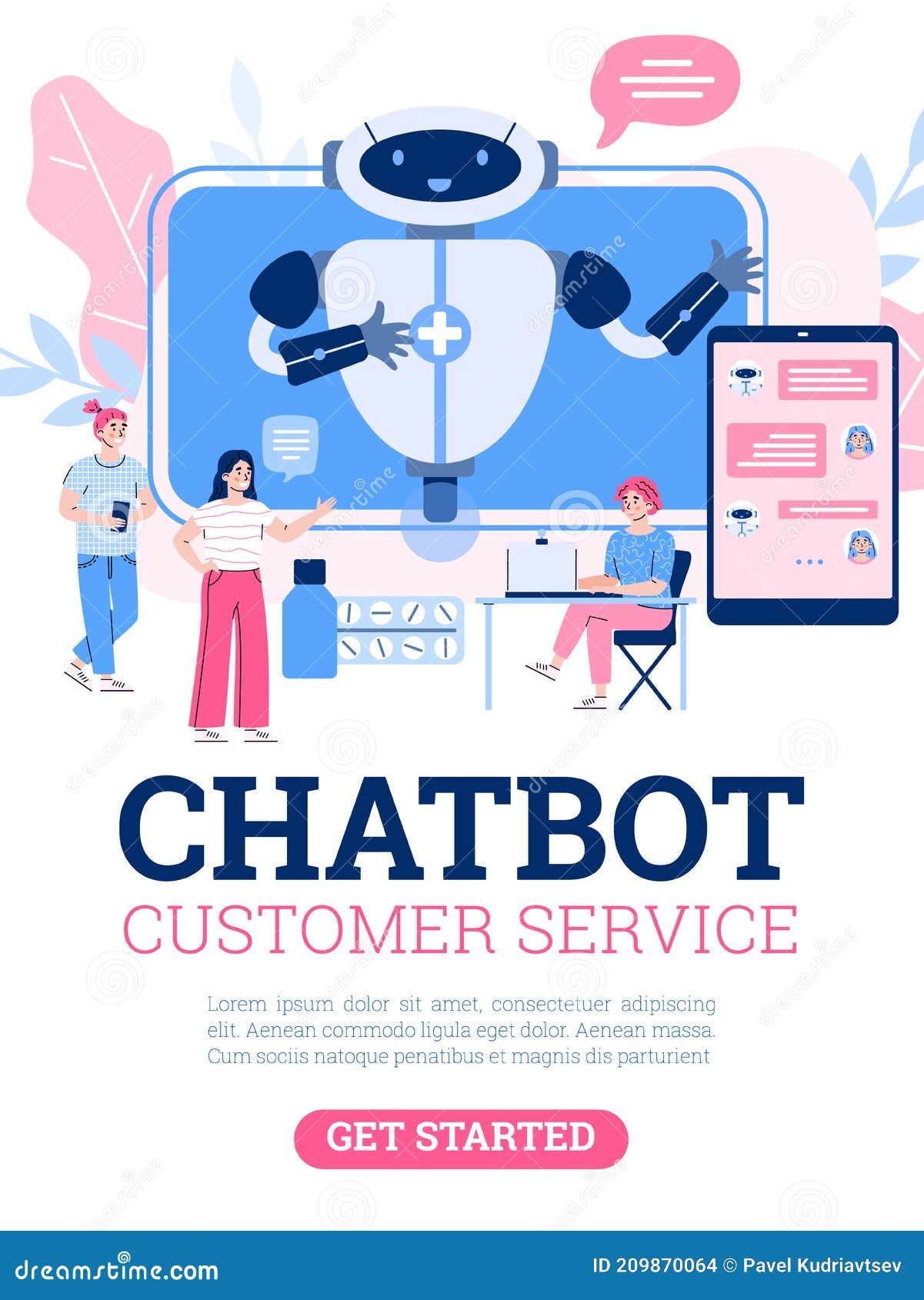Vector Poster with Medical Chatbot on Screen for Service and Support ...