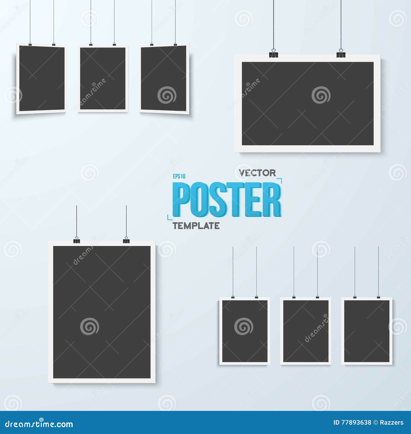 Vector Poster Mockup Set. Realistic EPS10 Vector Paper Poster Stock ...