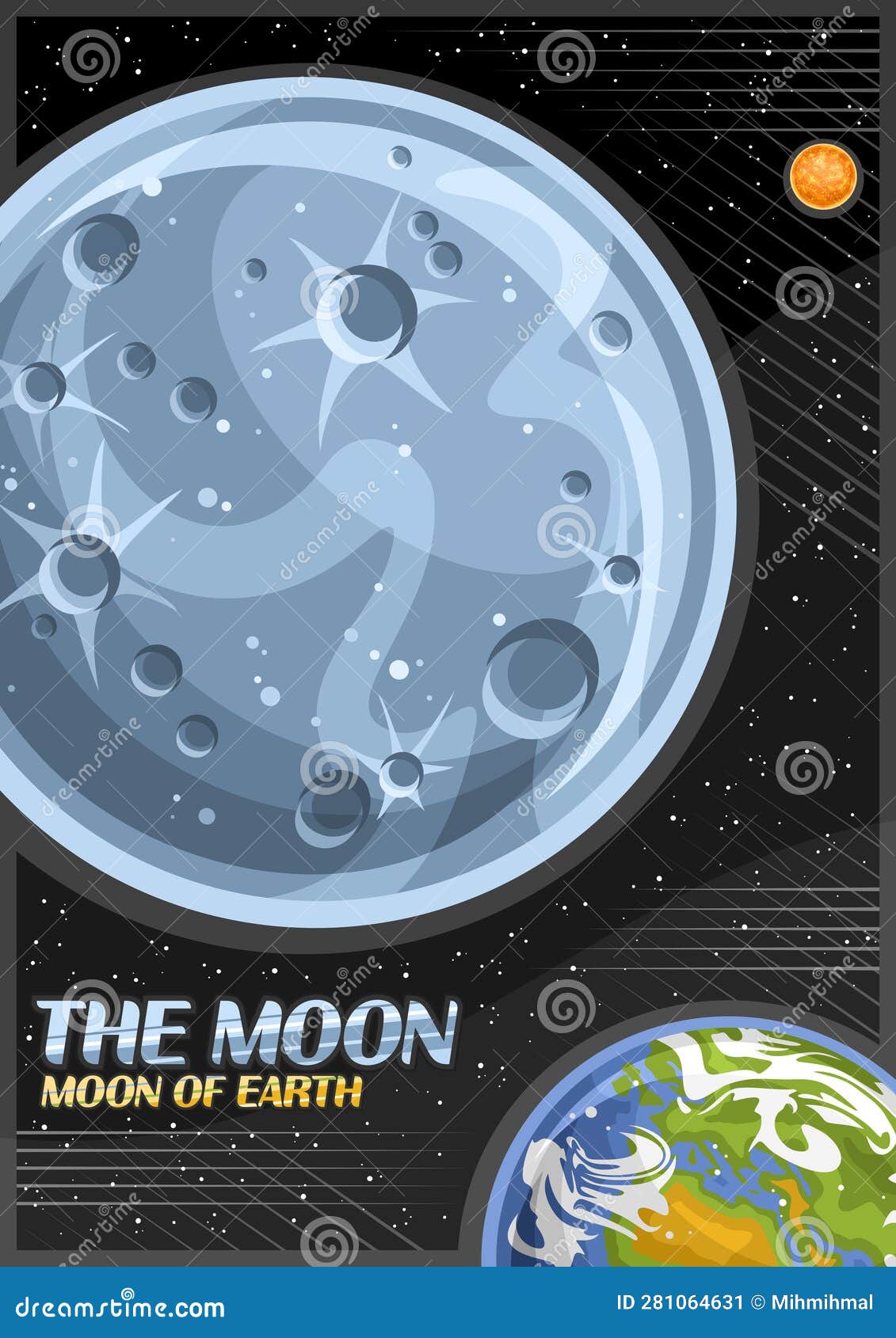 Vector Poster for the Moon stock vector. Illustration of astronomical ...