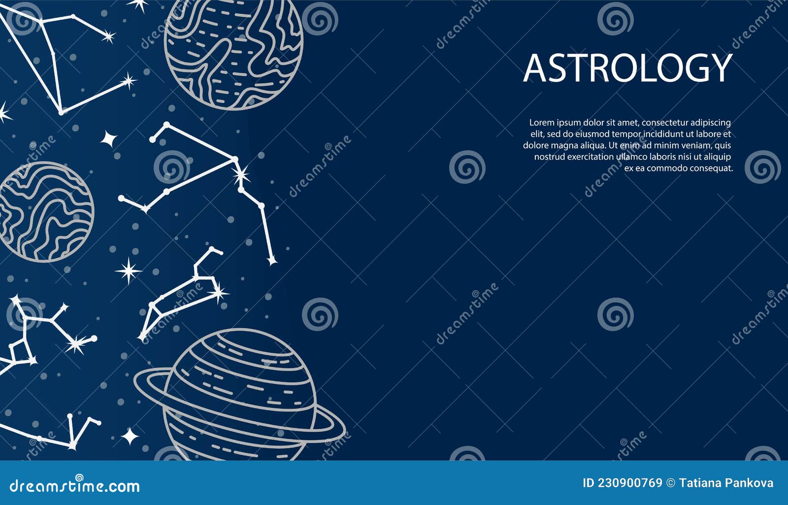 Vector Poster with Planets and Constellations. Astrological Background ...