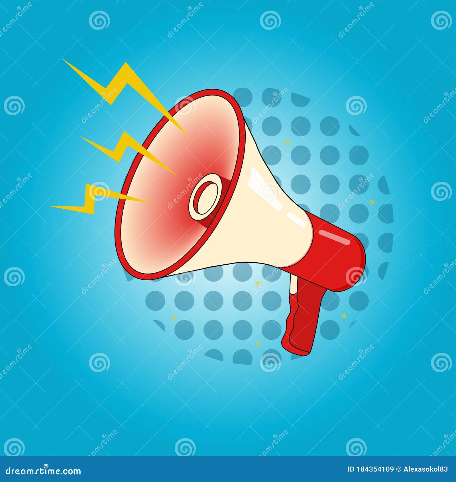 Vector Poster with Red-beige Megaphone on Halftone Background Stock ...