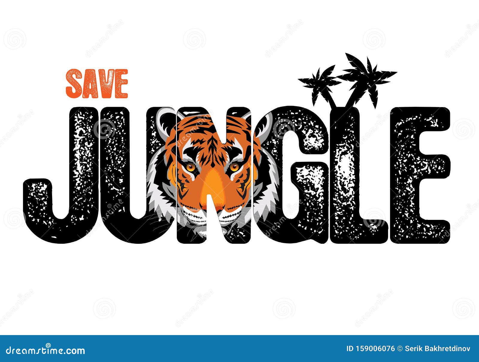 Save Tiger Logo. Save Tiger Save Trees Logo Cartoon Vector ...