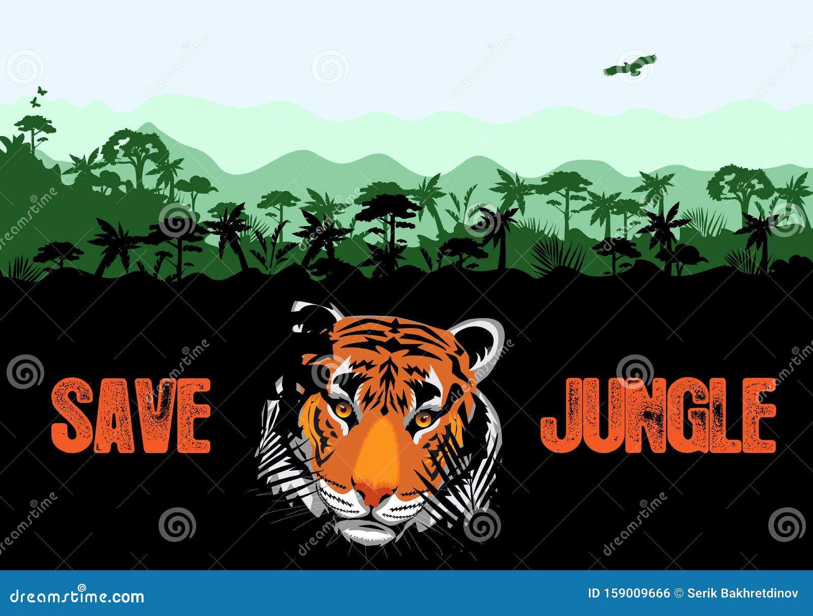 Save The Jungle. Save The Planet. Set Of Vector Illustrations With ...
