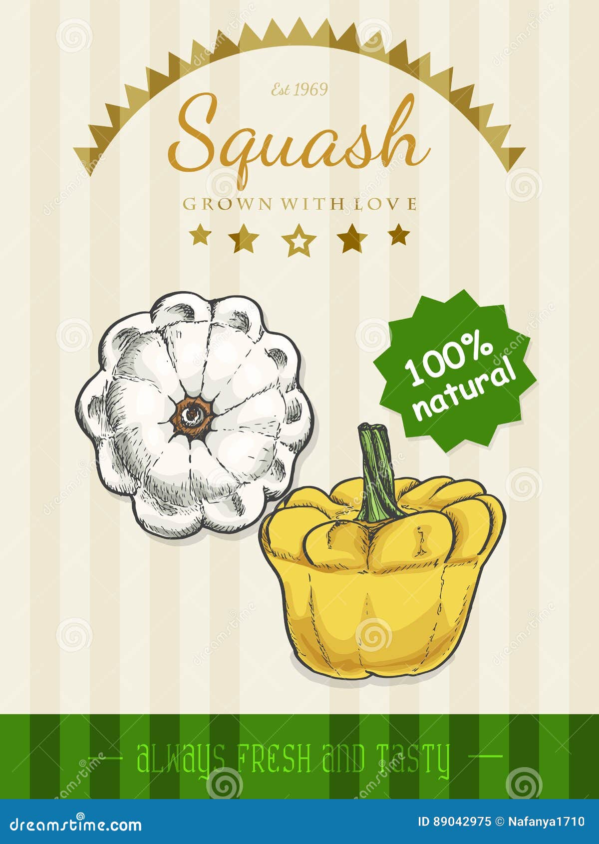 Vector Poster with a Squash in a Sketch Style Stock Vector ...