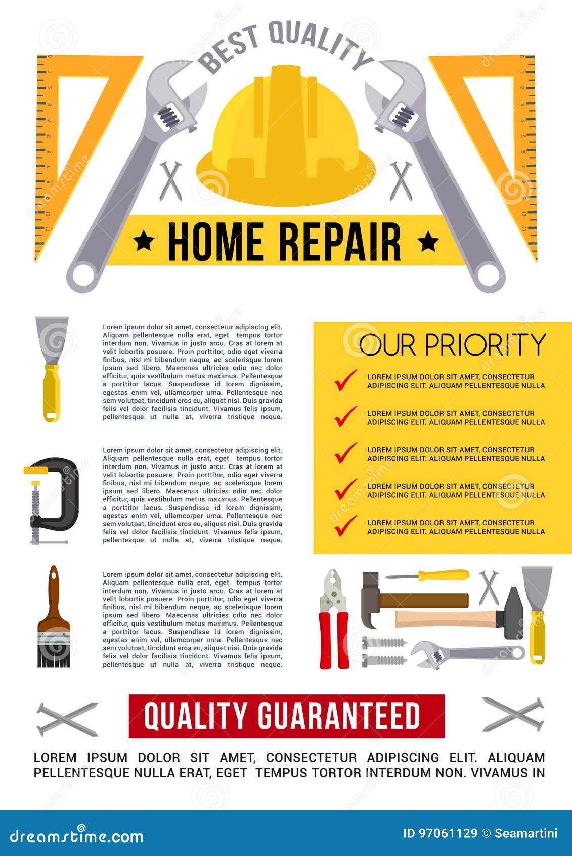 Vector Poster Template for Home Repair Work Tools Stock Vector ...