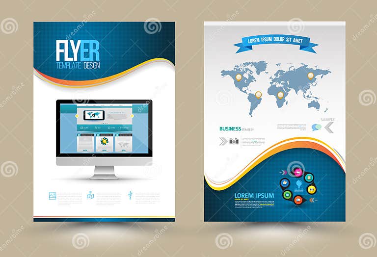 Vector Poster Templates with Website on Computer. Stock Illustration ...