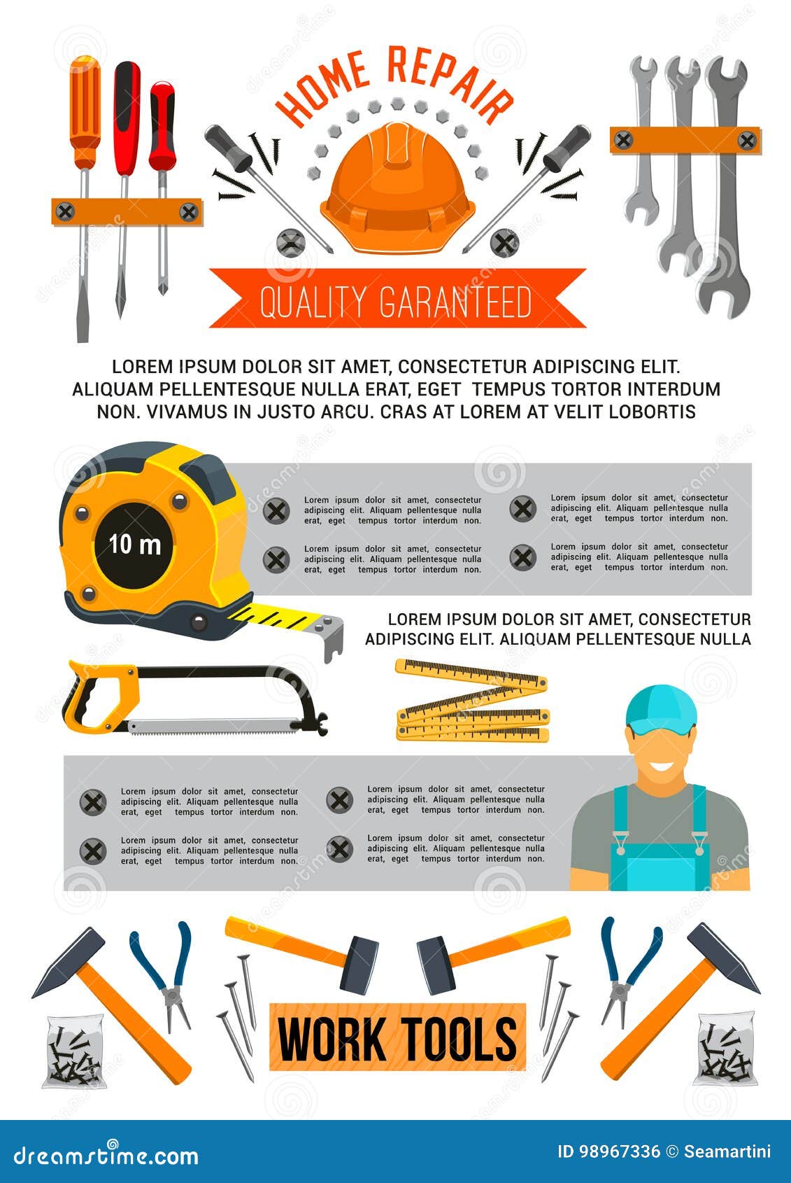Vector Poster of Work Tools for Home Repair Stock Vector - Illustration ...