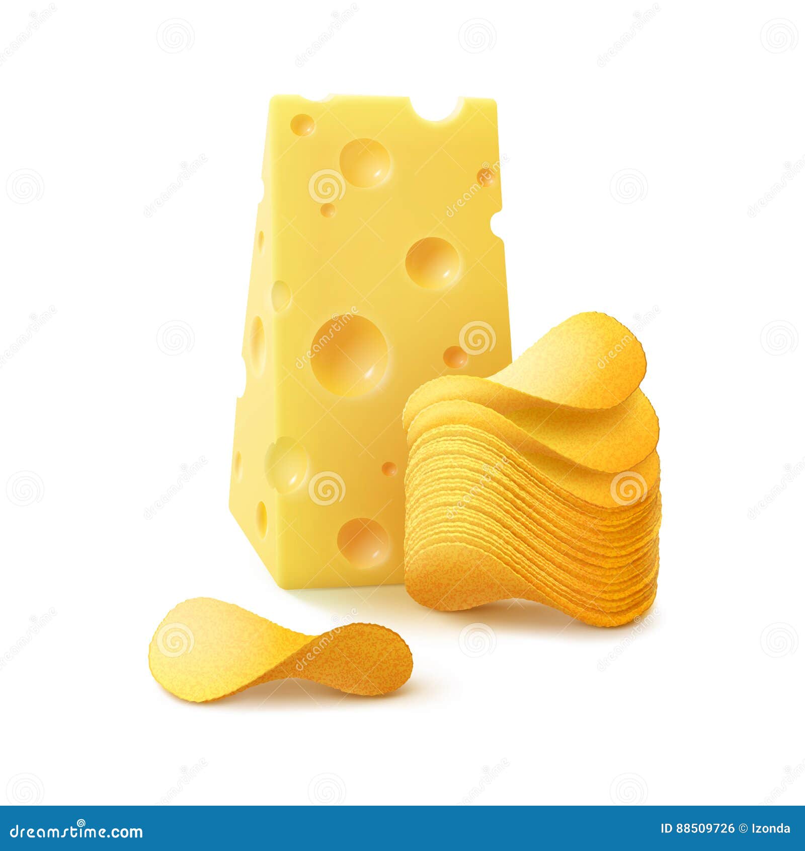 Vector Potato Chips Stack with Cheese Close Up Stock Vector ...