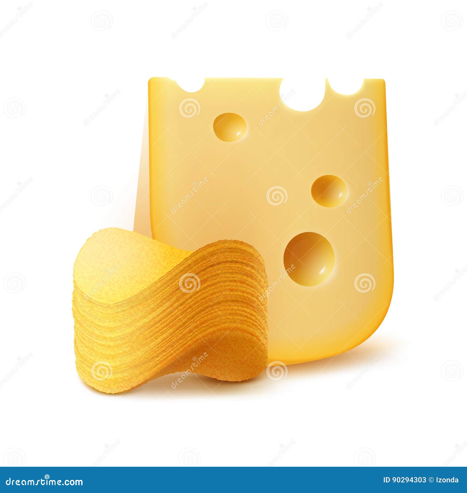 Vector Potato Chips Stack with Cheese Close Up Stock Vector ...