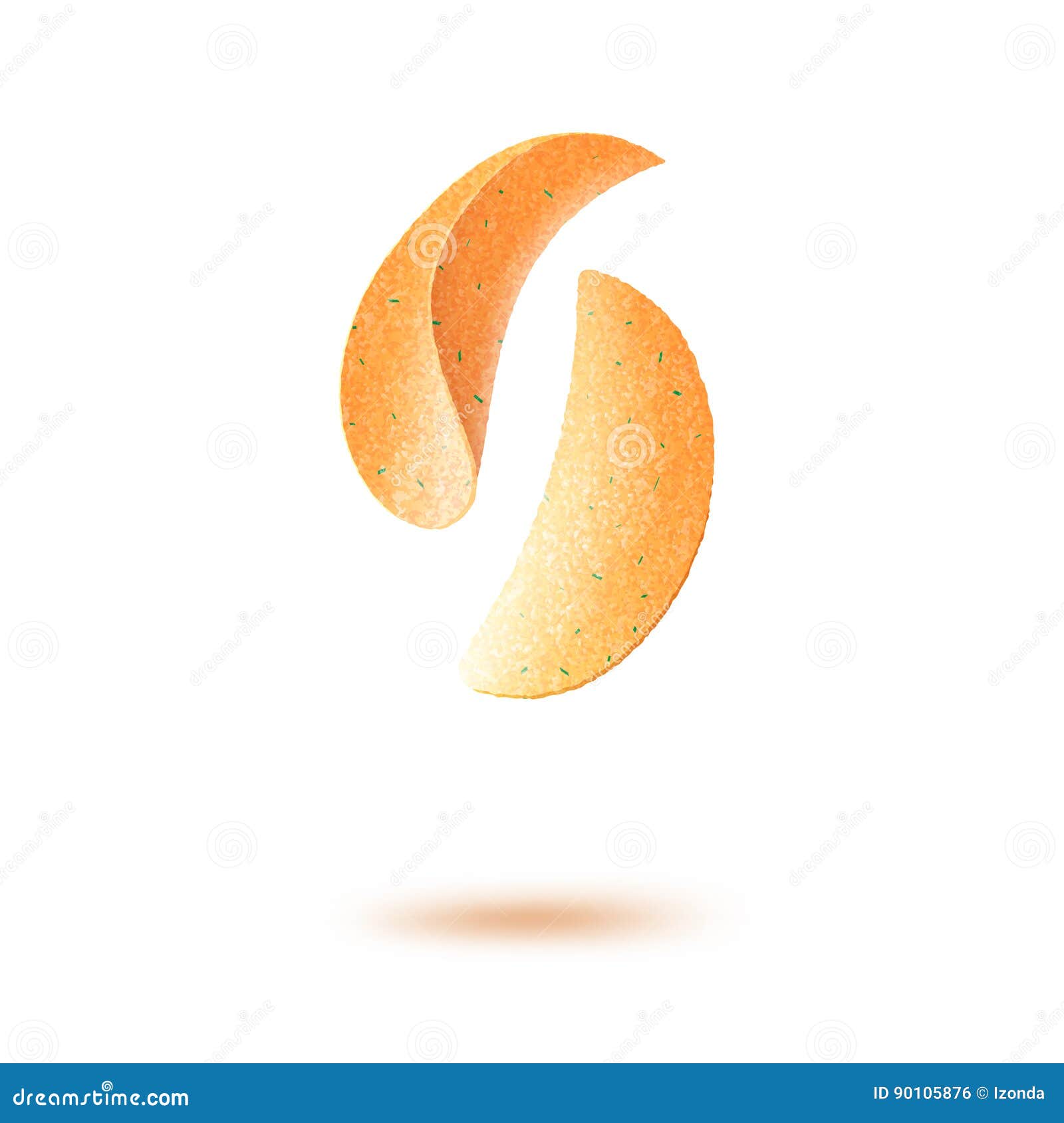 Vector Potato Crispy Falling Chips Close Up on White Background Stock ...