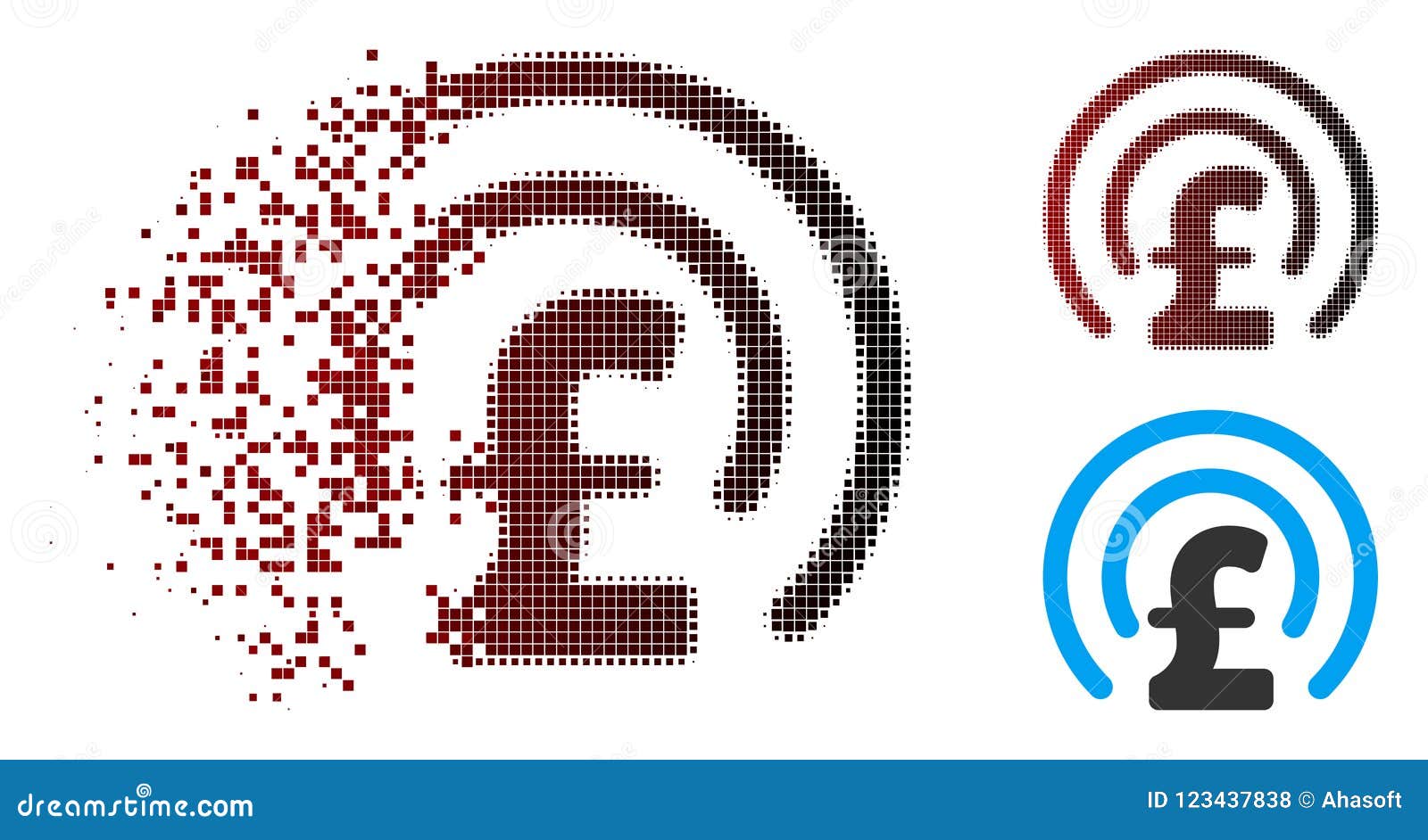 Fragmented Pixel Halftone Pound Money Sphere Icon Stock Vector ...