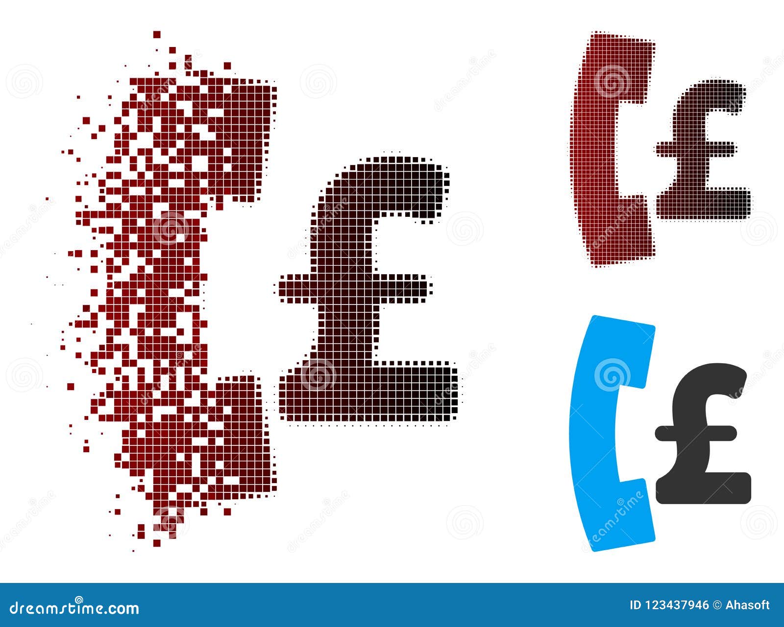Sparkle Pixel Halftone Pound Pay Phone Icon Stock Vector - Illustration ...