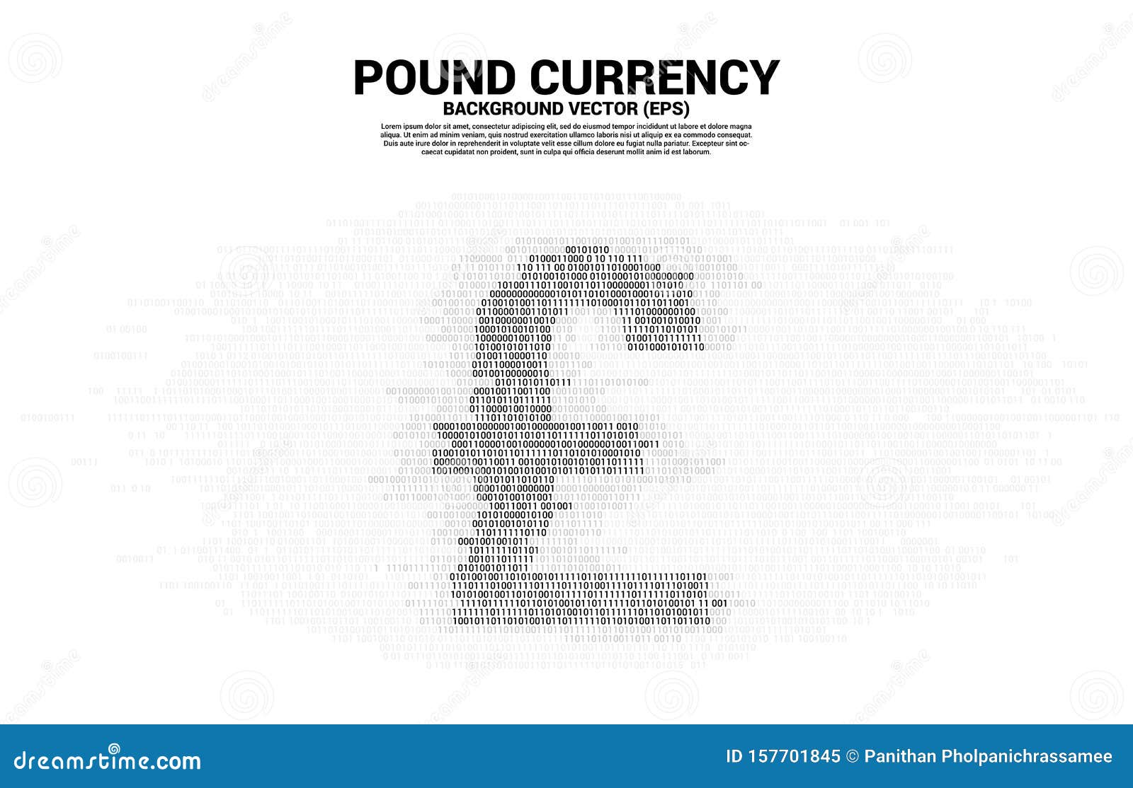 Vector Pound Sterling Currency Money with One and Zero Binary Code ...