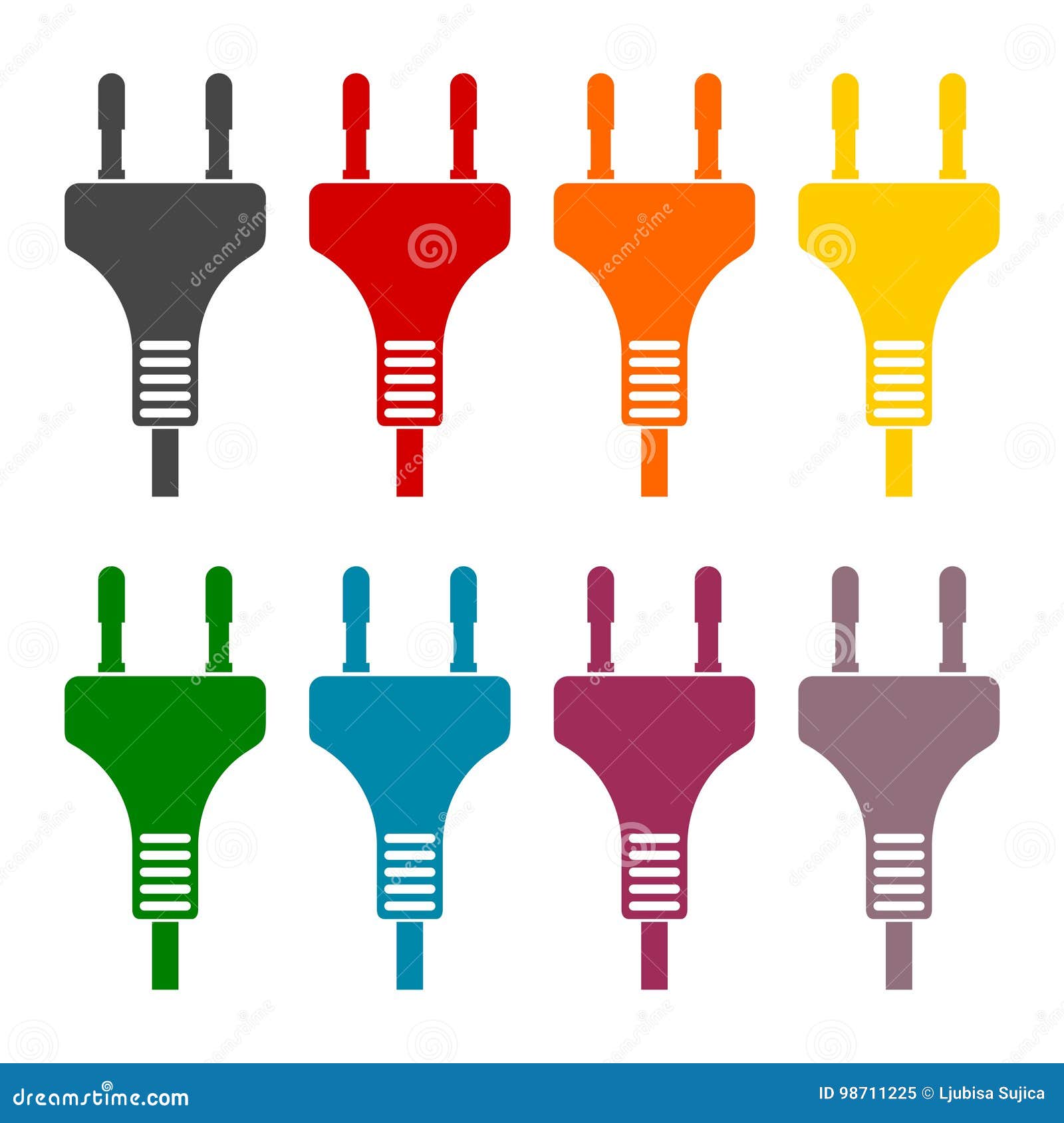Vector Power Plug Icons Set Stock Vector - Illustration of digital ...