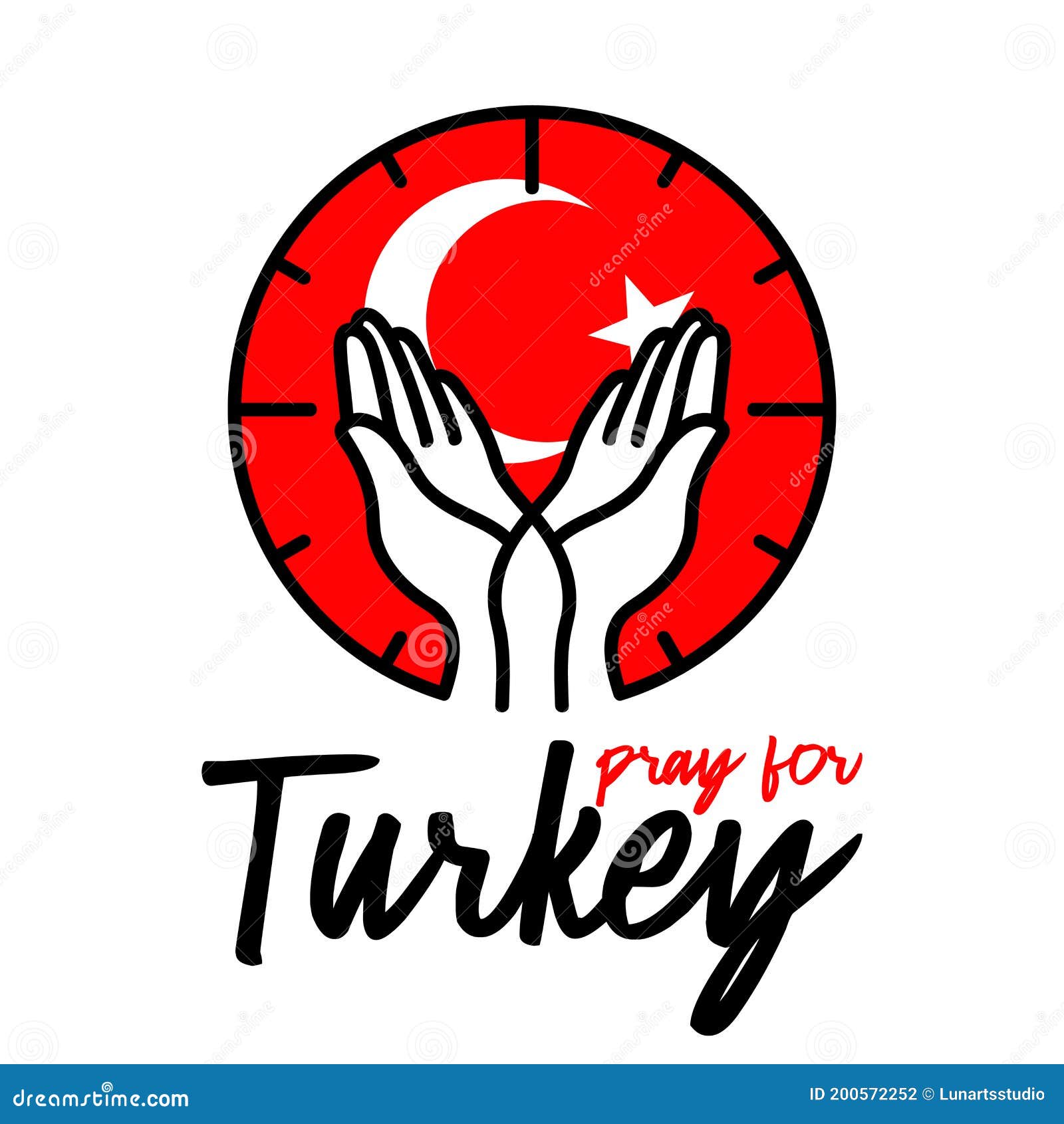 Vector Pray for Turkey, Two Hand Gently Holding Position with Turkish ...