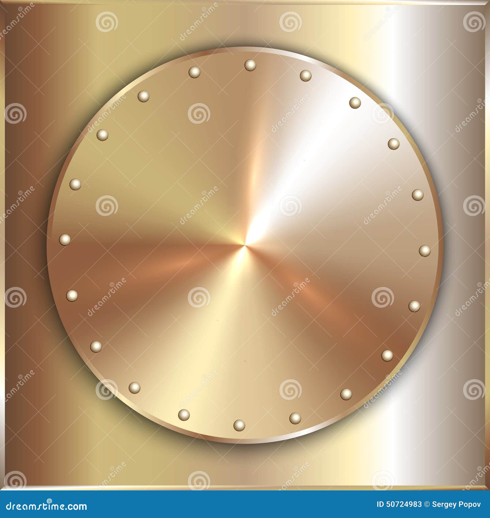 Vector Precious Metal Round Golden Plate with Stock Vector ...