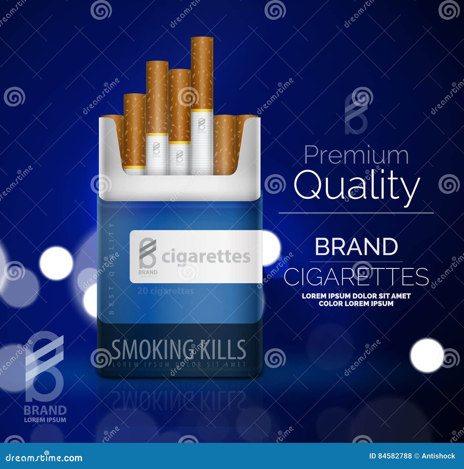 Vector Premium Cigarettes Pack Ad Template Stock Vector - Illustration ...