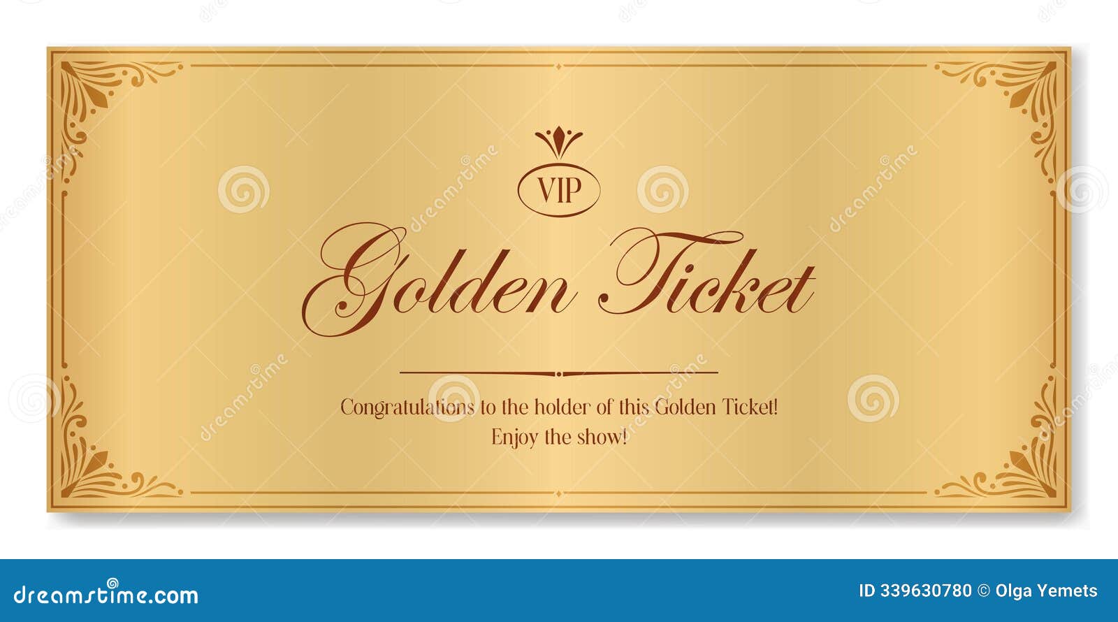 Vector Premium Golden Ticket Template Stock Illustration - Illustration ...