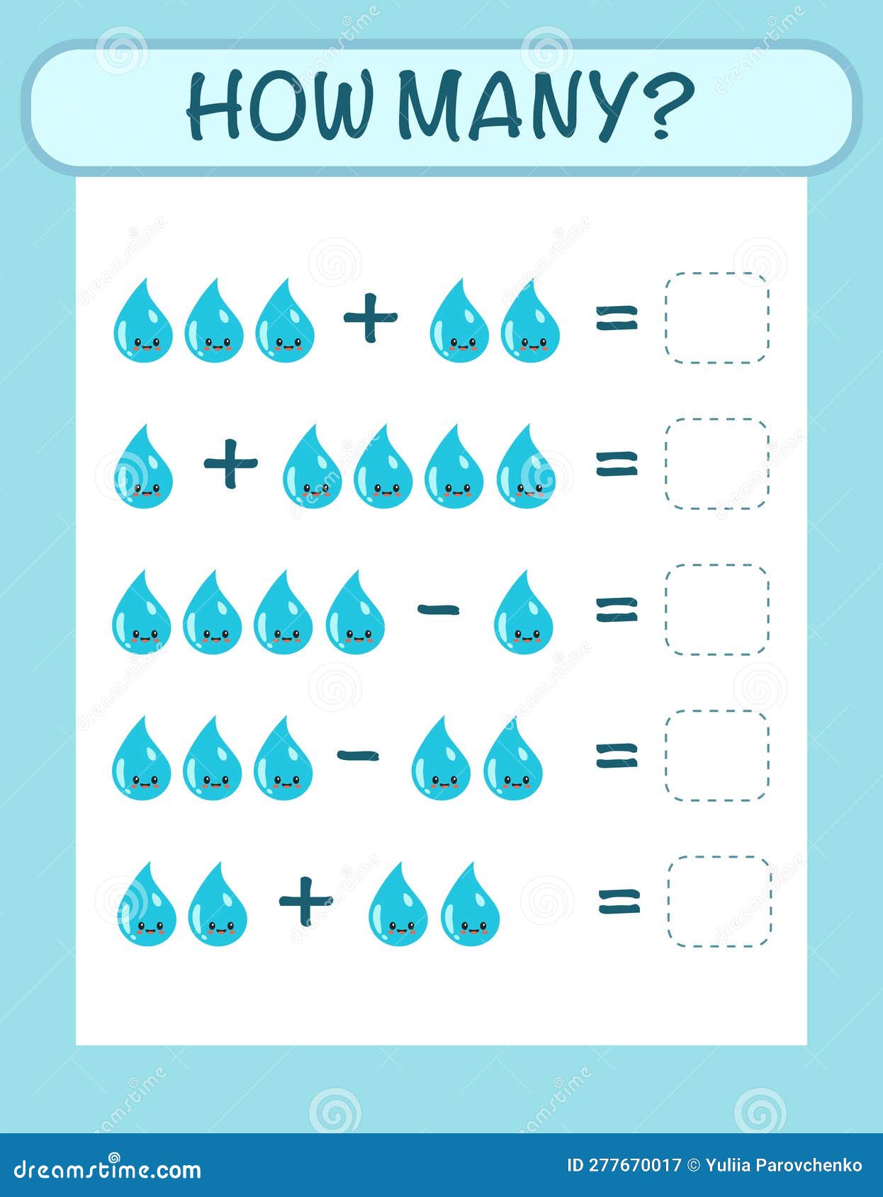 Vector Preschool Addition Math Worksheet Template Stock Vector ...