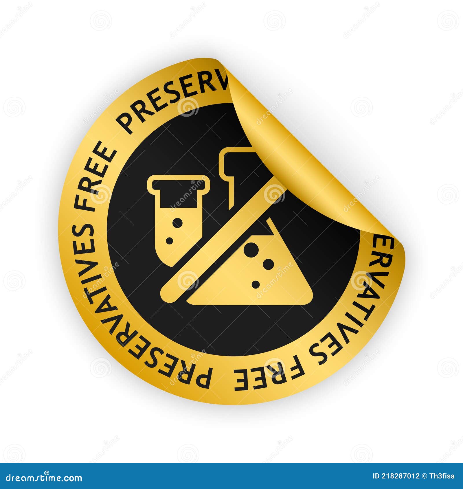 Vector Preservatives Free Gold Bent Sticker Stock Vector - Illustration ...