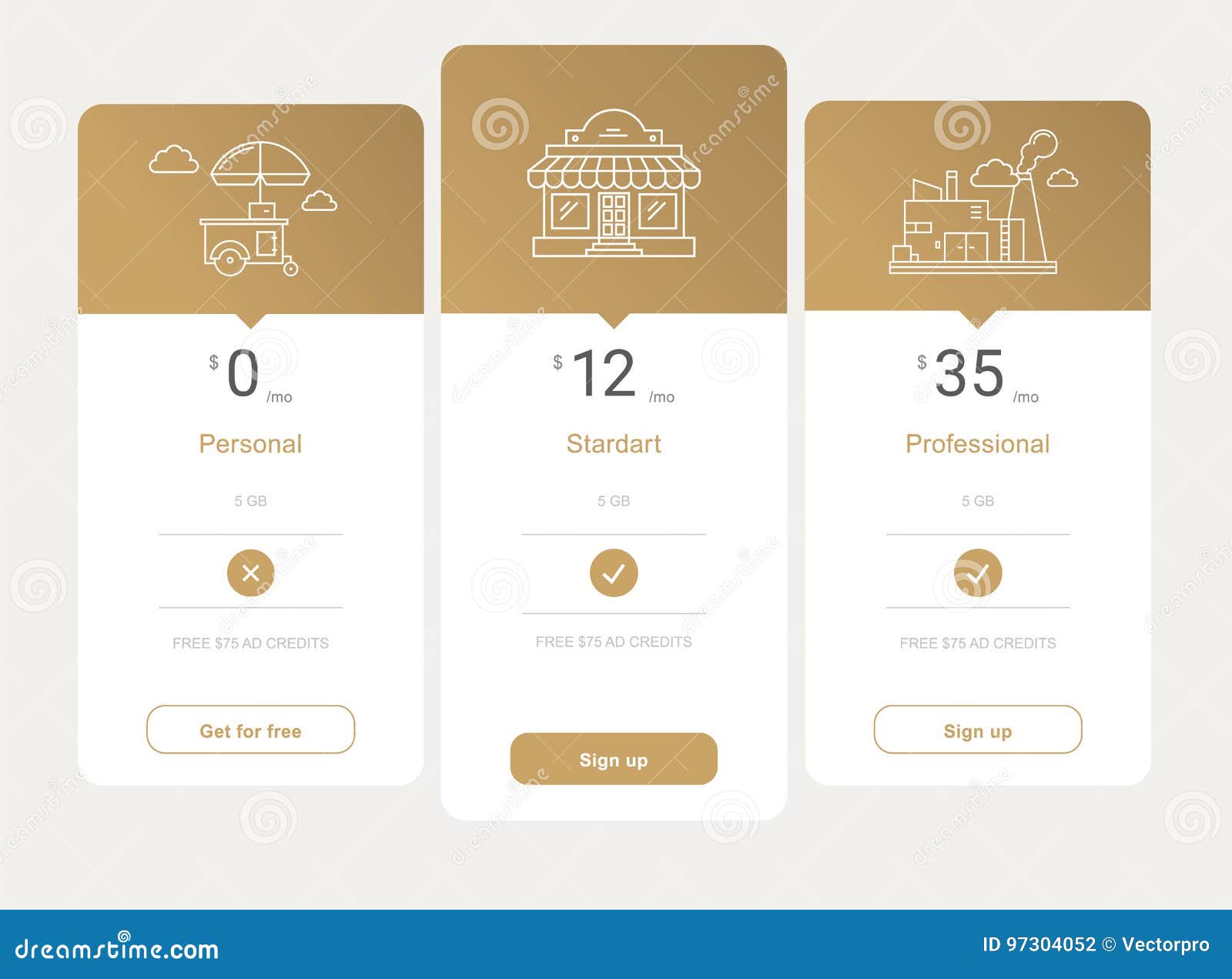 Vector Price Table Template Design Stock Vector - Illustration of ...