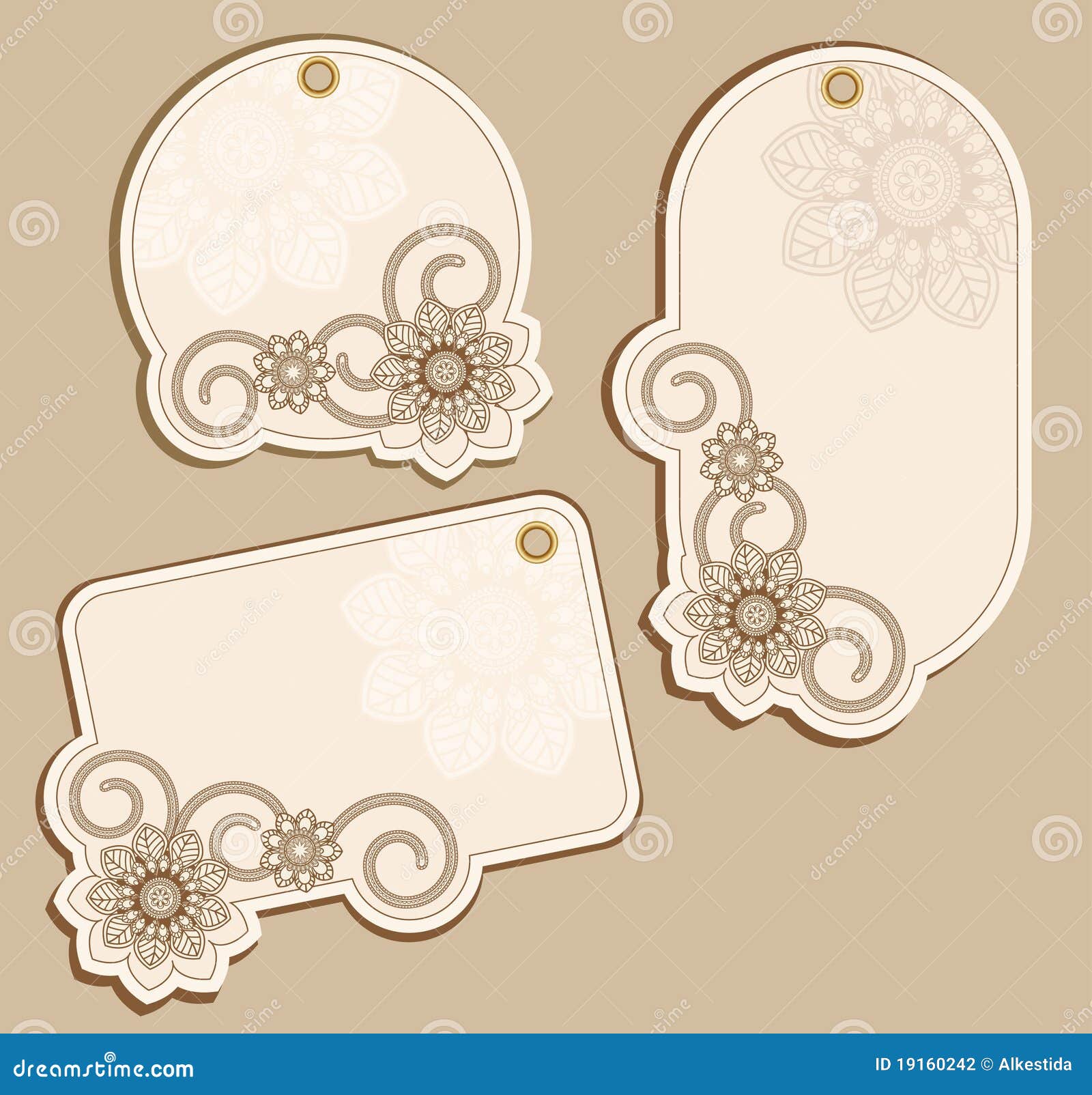 Vector Price Tags Beige with Floral Patterns Stock Vector ...