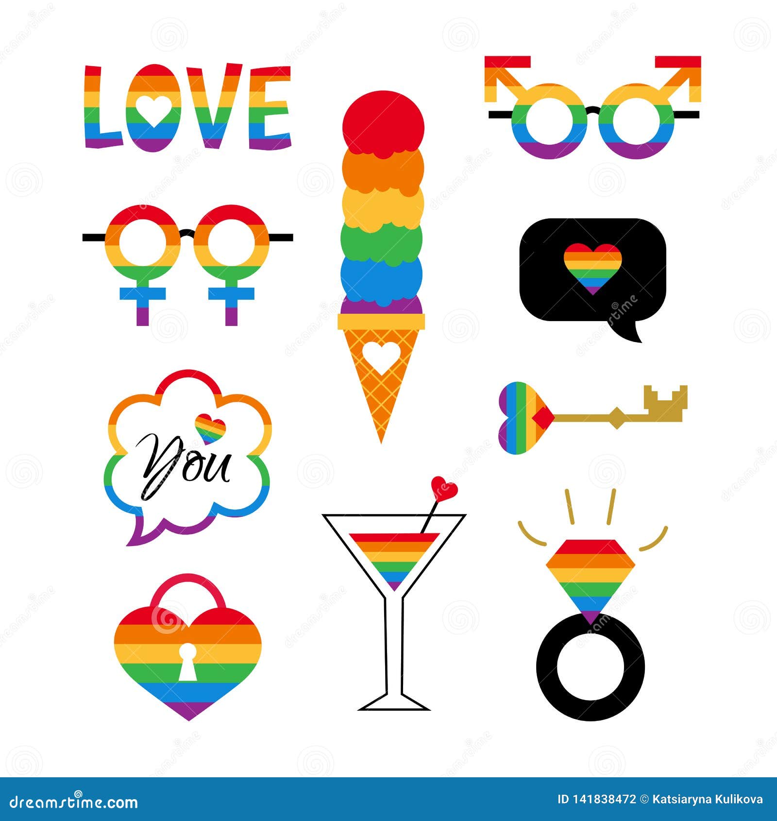 Vector Pride Symbols Set Gay Lgbt Party Stock Vector Illustration Of