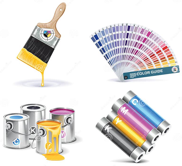 Vector Print Shop Icon Set. Part 1 Stock Vector - Illustration of paint ...