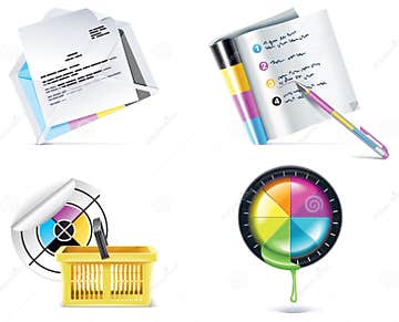 Vector Print Shop Icon Set. Part 4 Stock Vector - Illustration of ...