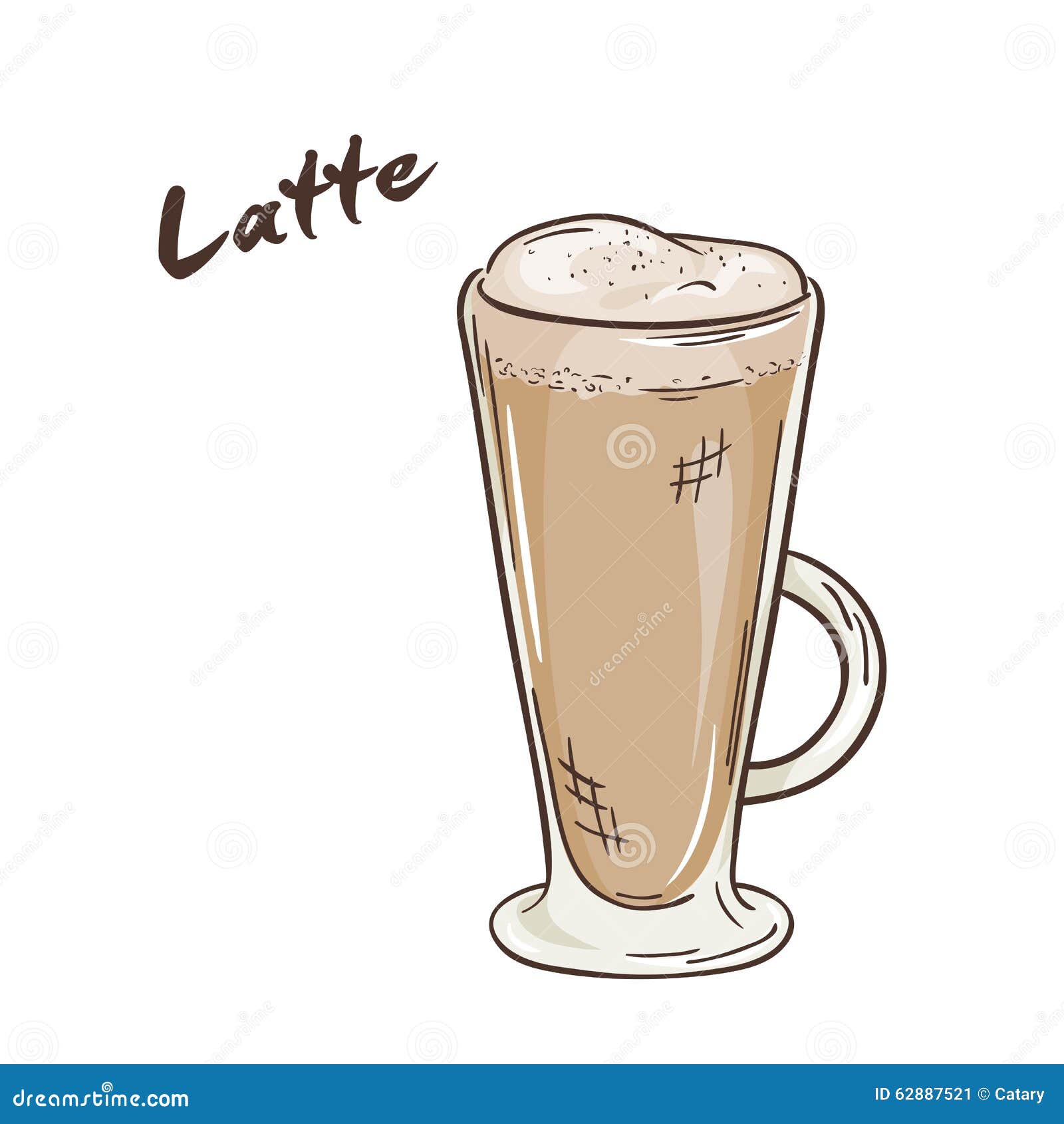 Vector Printable Illustration of Isolated Cup of Latte with Label Stock ...