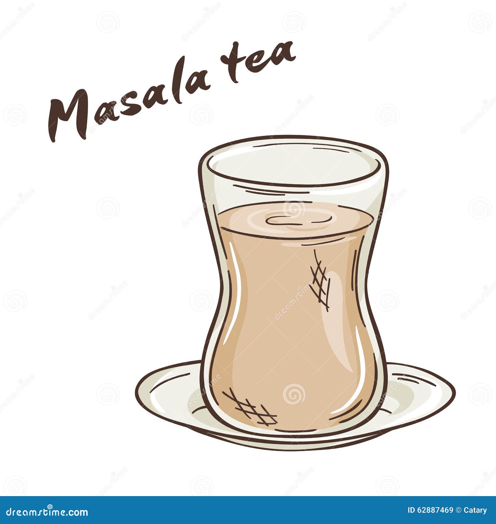 Vector Printable Illustration of Isolated Cup of Masala Tea with Label ...
