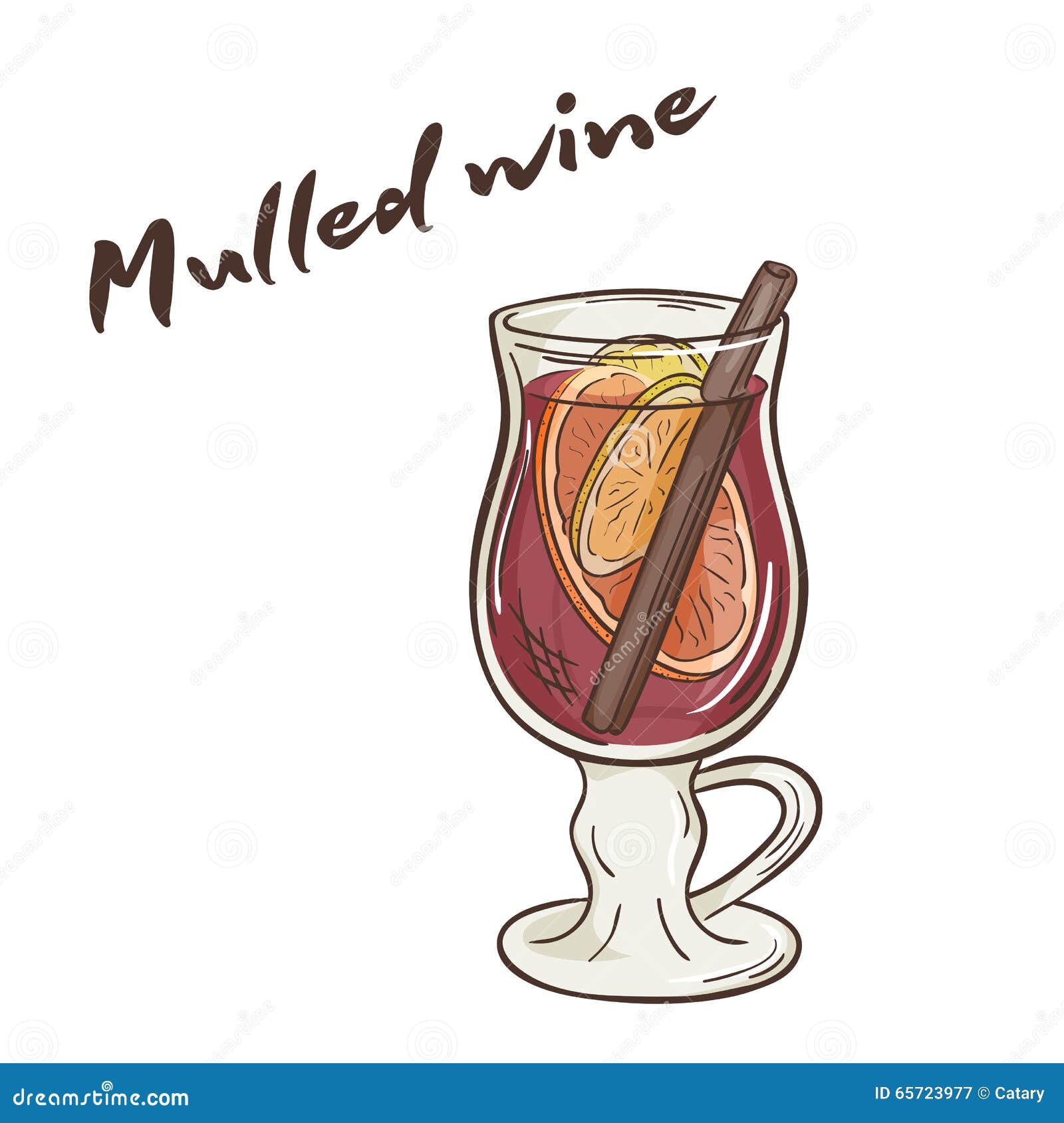 Vector Printable Illustration of Isolated Cup of Mulled Wine with Label ...
