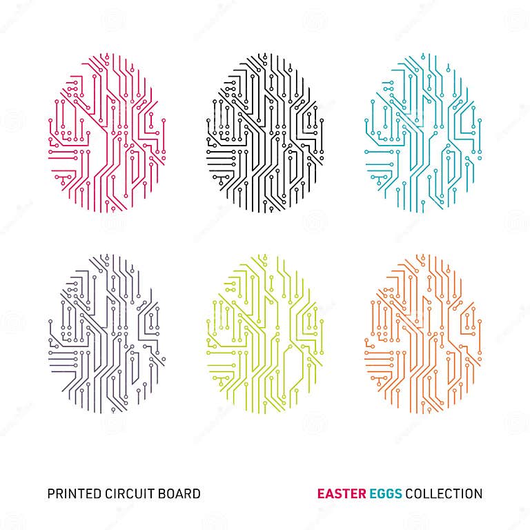 Vector Printed Circuit Board Pattern Easter Eggs Stock Vector ...
