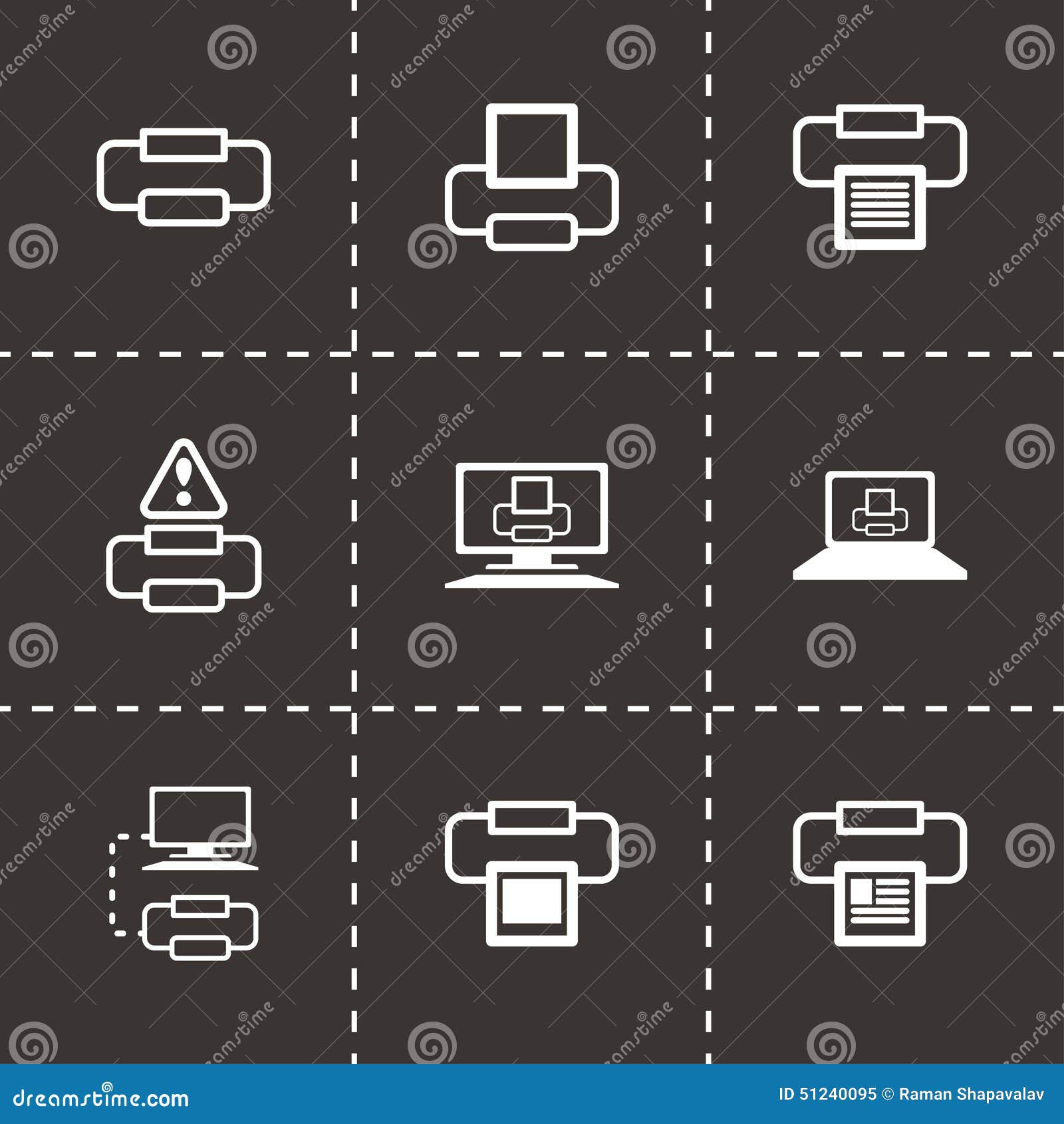 Vector printer icon set stock vector. Illustration of avatar - 51240095