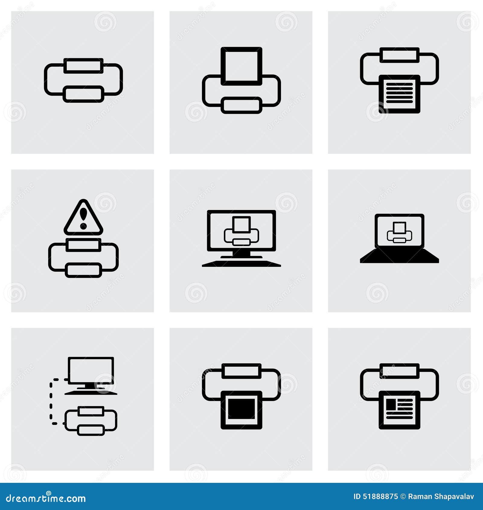 Vector printer icon set stock vector. Illustration of clock - 51888875