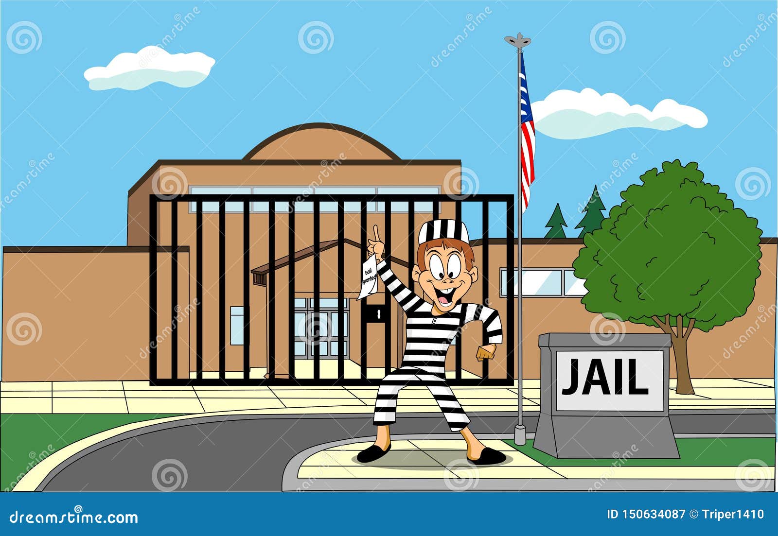Jail Cartoon. Prison Grill And Wall. Window In Prison With Bars Vector ...