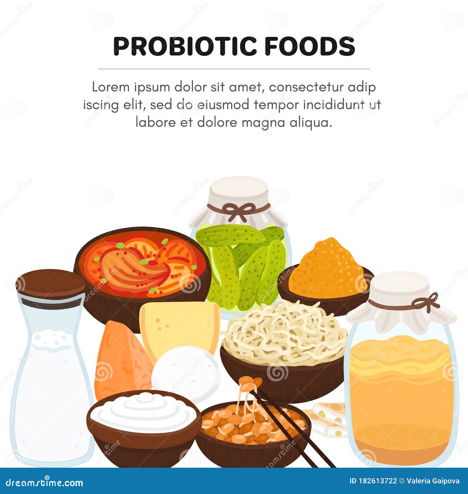 Vector Probiotic Foods Best Sources Of Probiotics Beneficial Bacteria