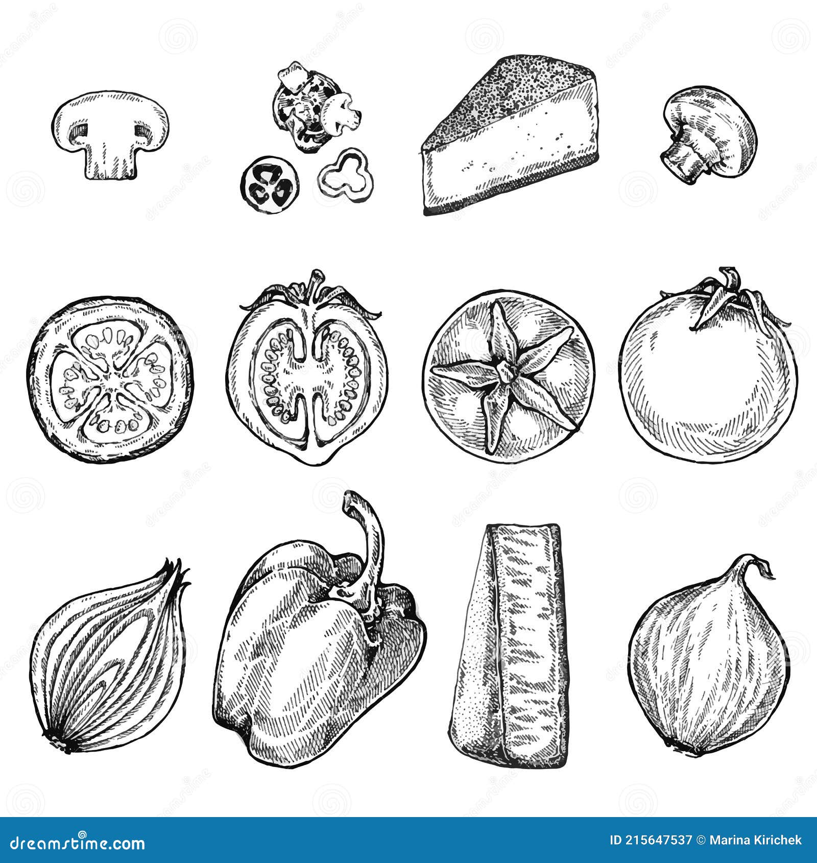 Vector Products Set of Hand Drawn Vector Sketches. Stock Illustration ...