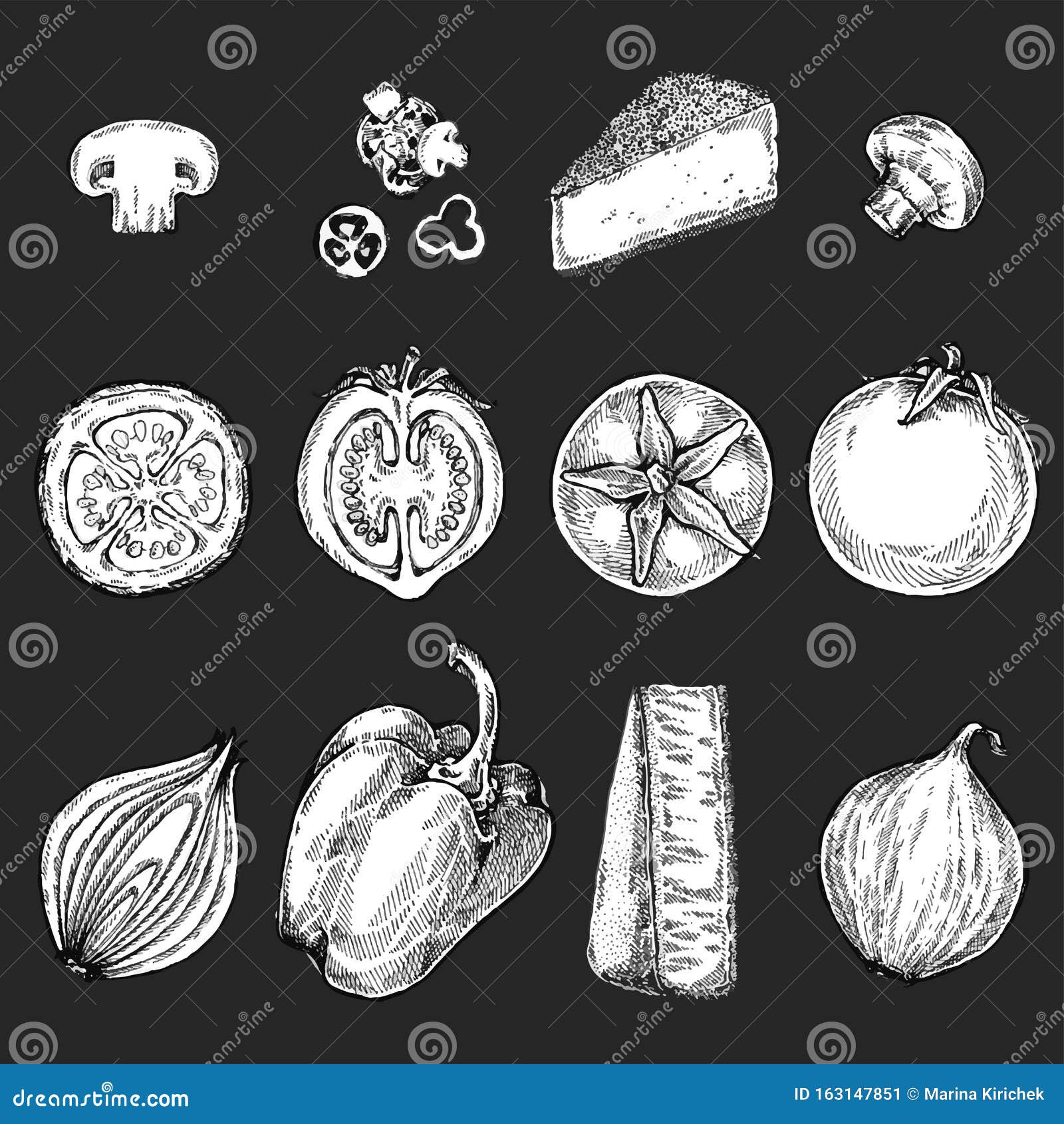 Vector Products Set of Hand Drawn Vector Sketches. Stock Vector ...
