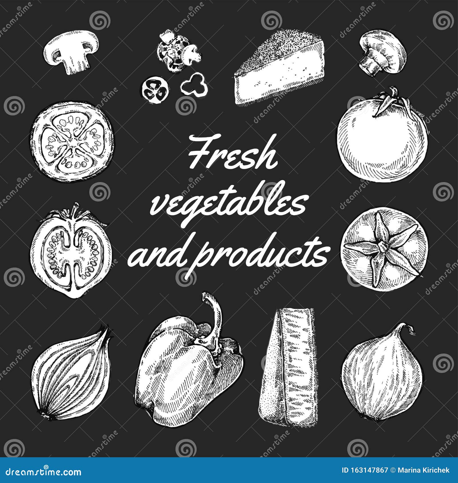 Vector Products Set of Hand Drawn Vector Sketches. Stock Vector ...