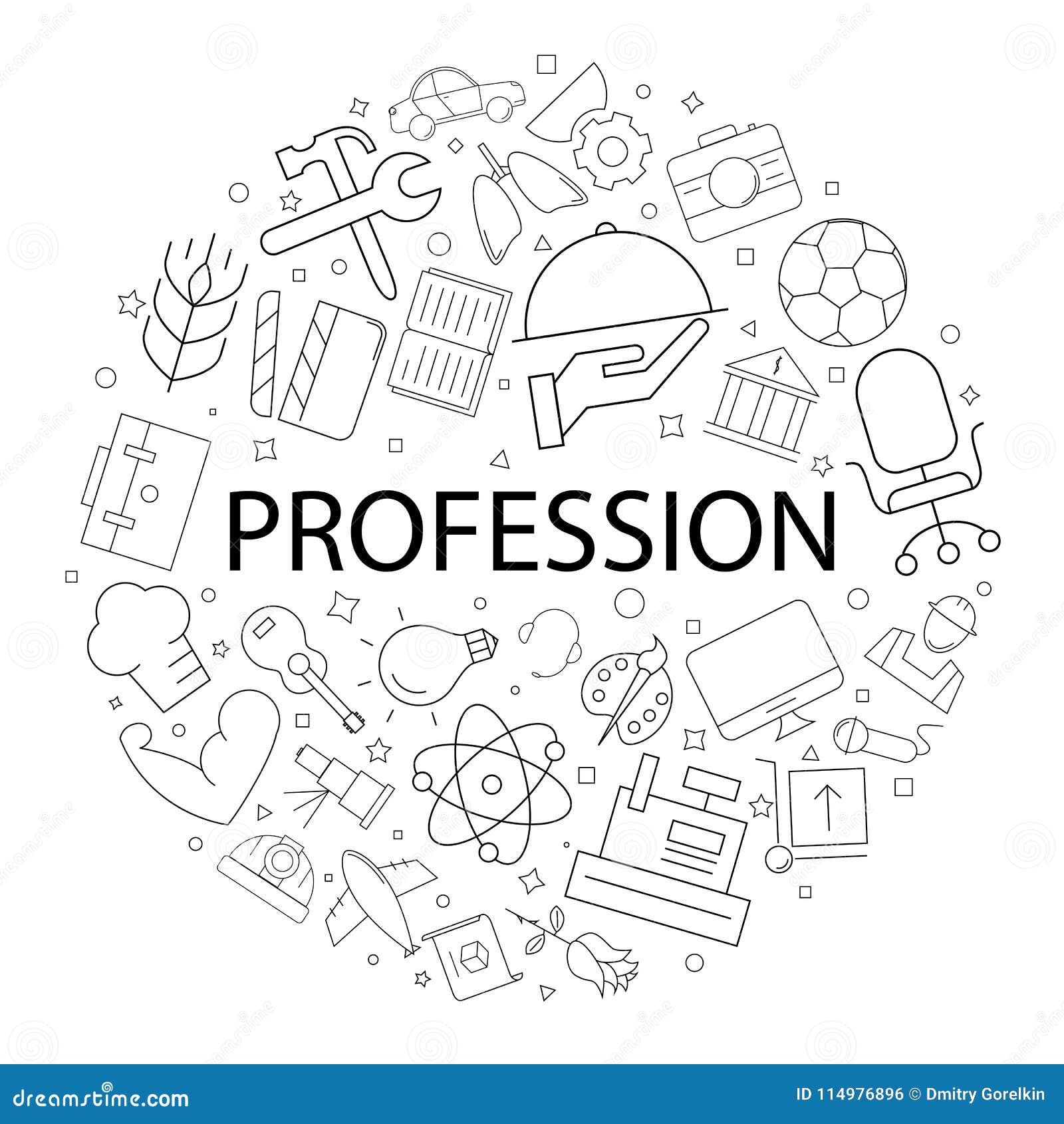 Vector Profession Pattern with Word. Profession Background Stock Vector ...
