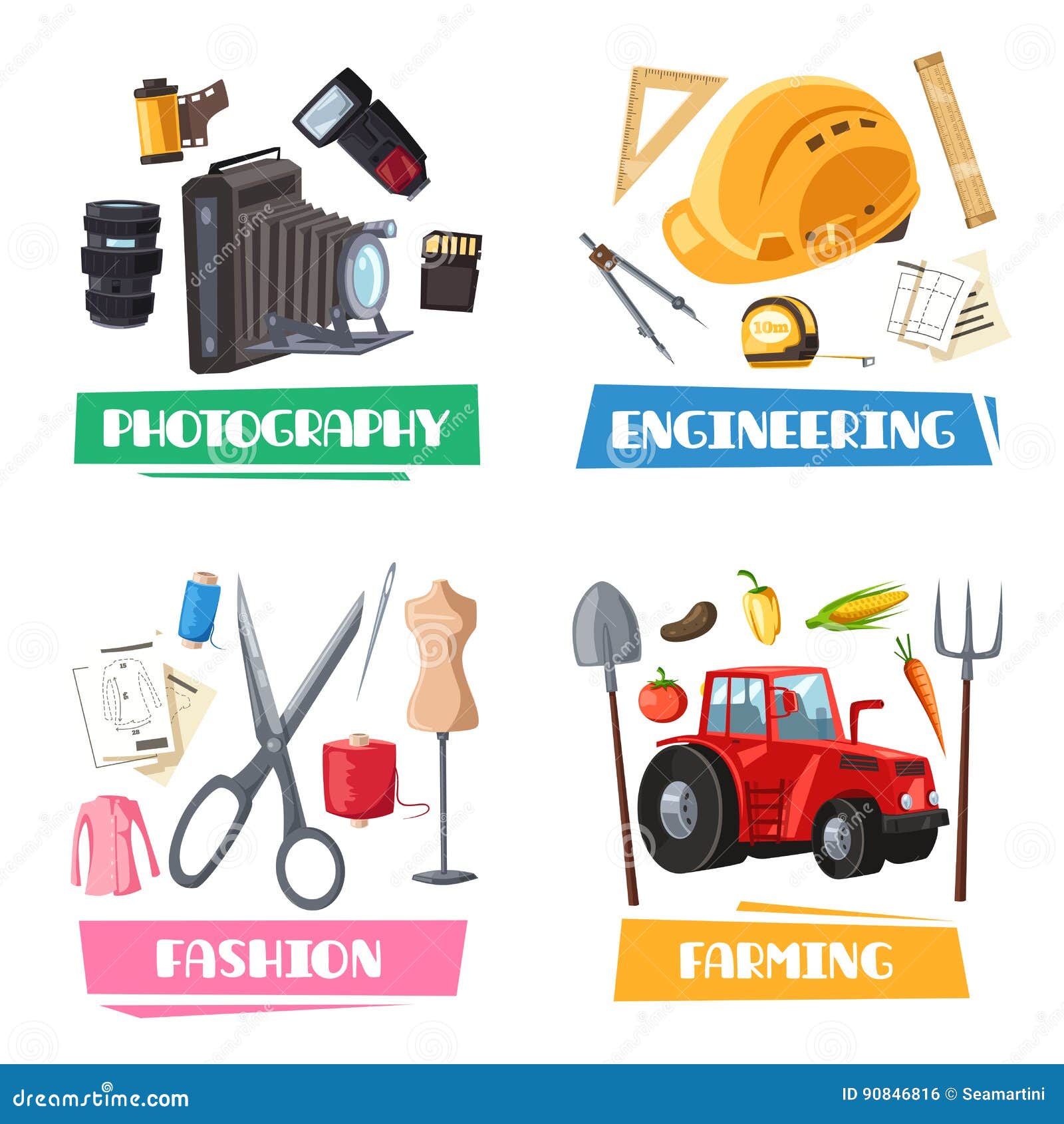 Vector Professions Tools and Items Set Stock Vector - Illustration of ...