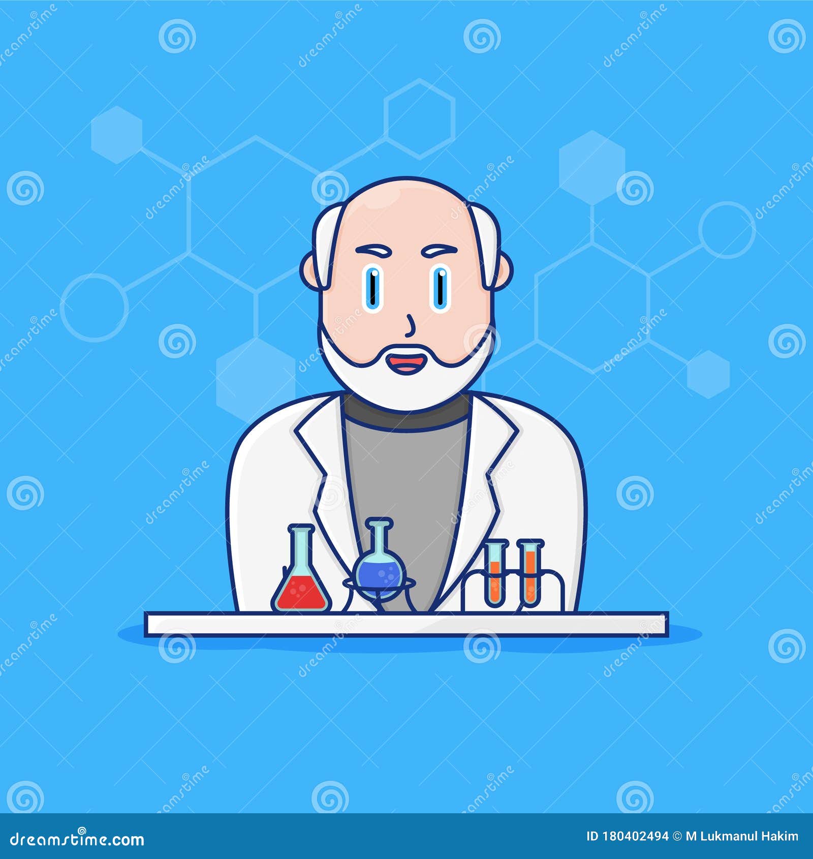 Vector Professor in Laboratory with Tubes Stock Vector - Illustration ...
