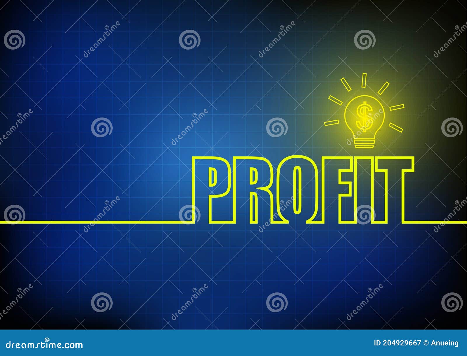 Vector : Profit with Lightbulb on Blue Background Stock Vector ...