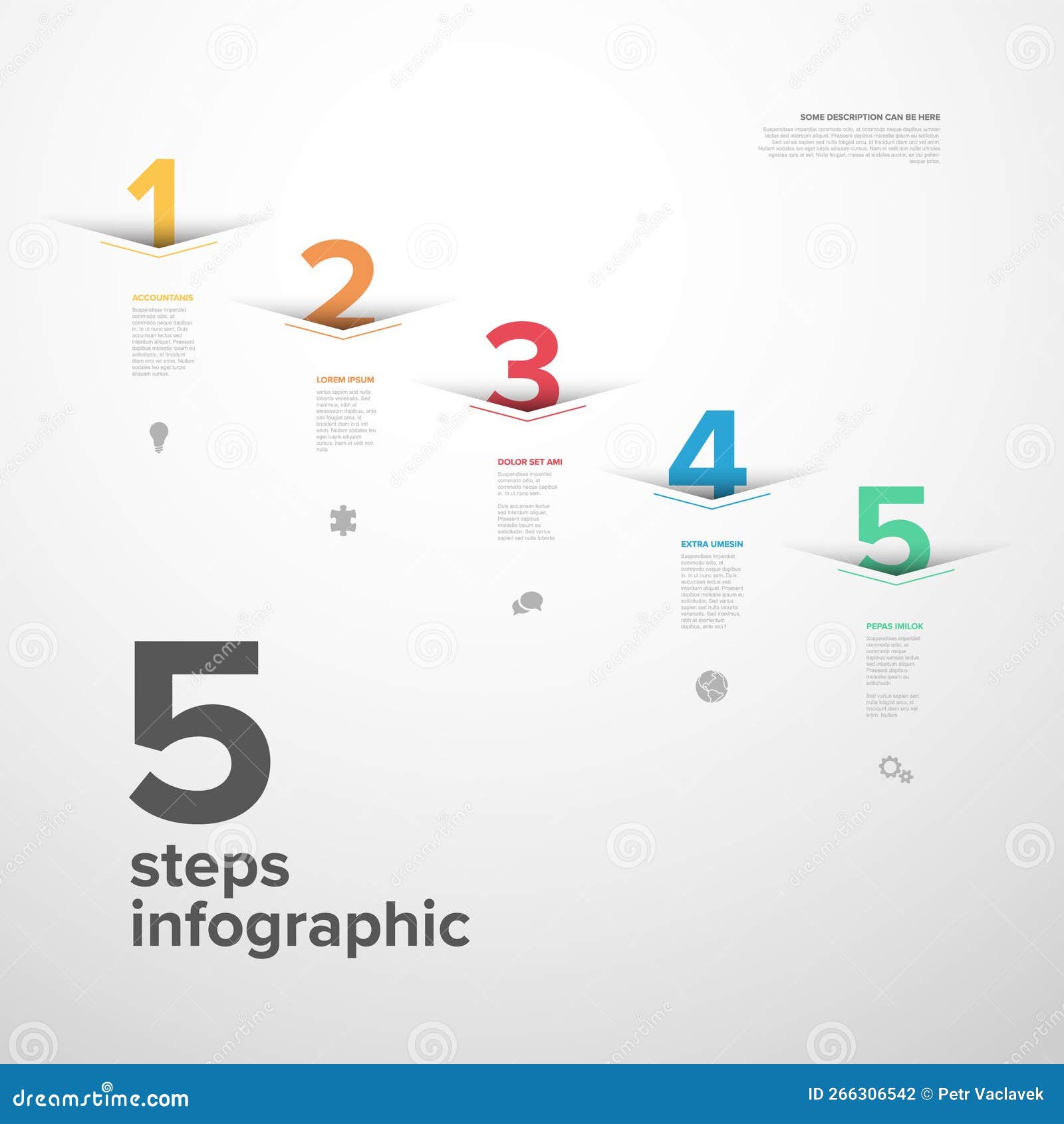Vector Progress Five Diagonal Steps Template Stock Vector ...