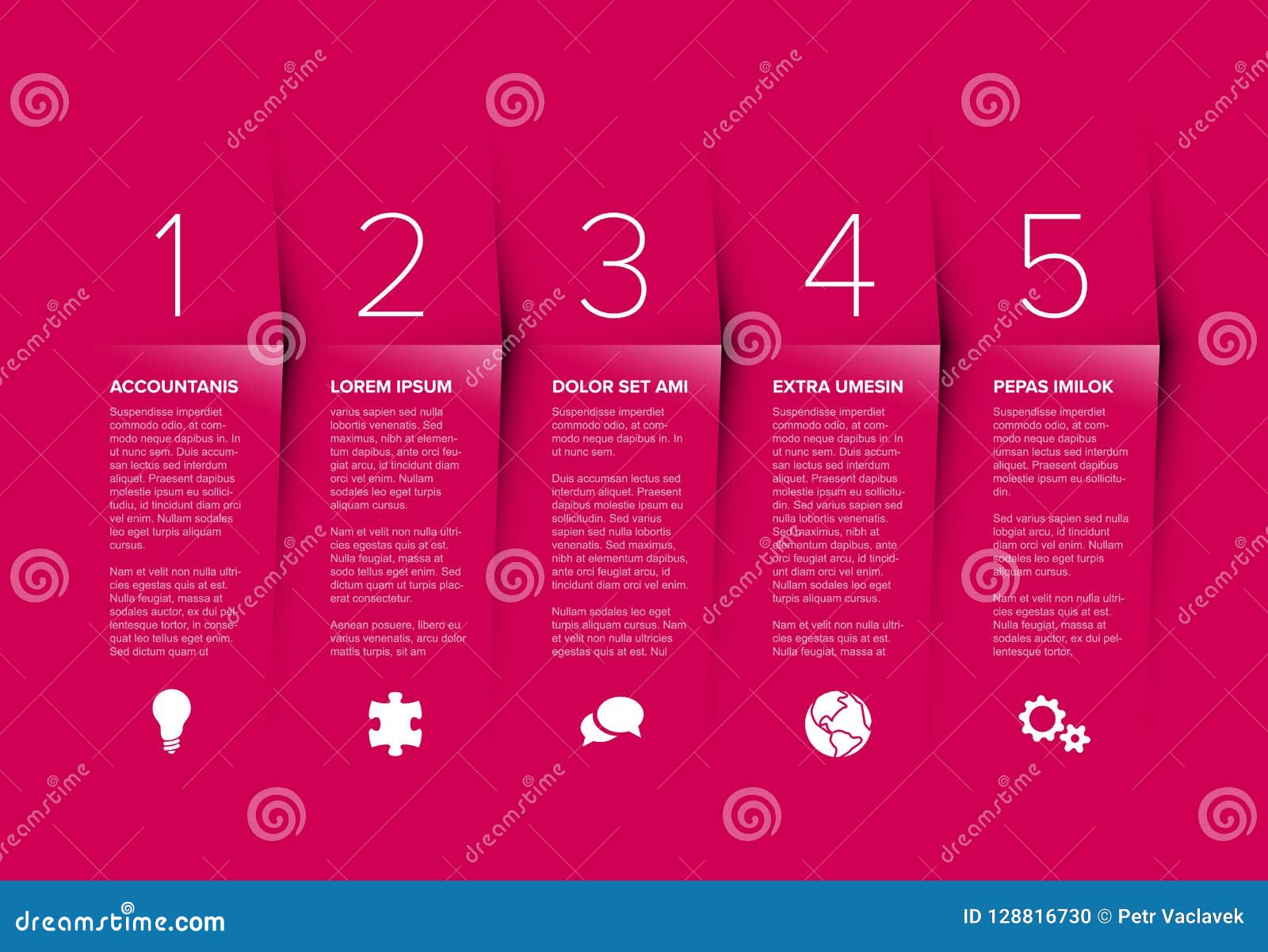 Vector Progress Five Steps Template Stock Vector - Illustration of ...