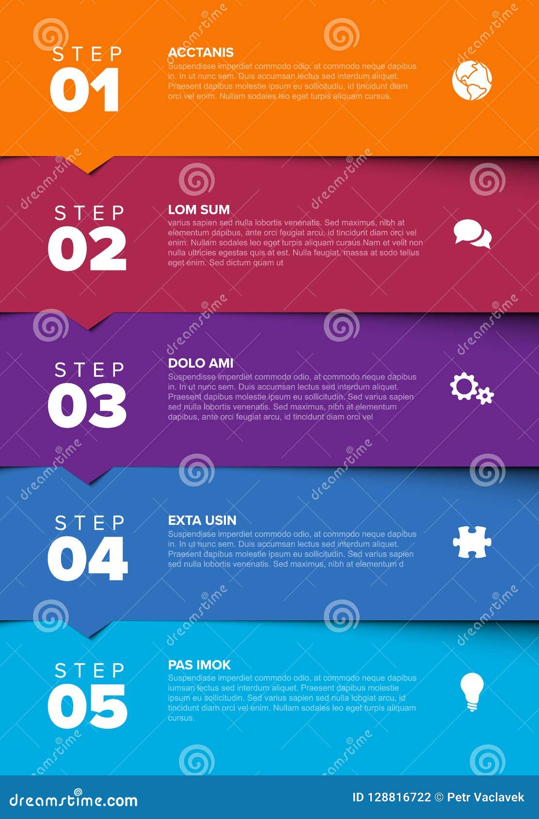 Vector Progress Five Steps Template Stock Vector - Illustration of ...