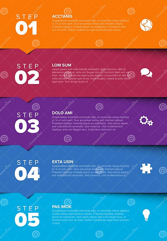 Vector Progress Five Steps Template Stock Vector - Illustration of ...