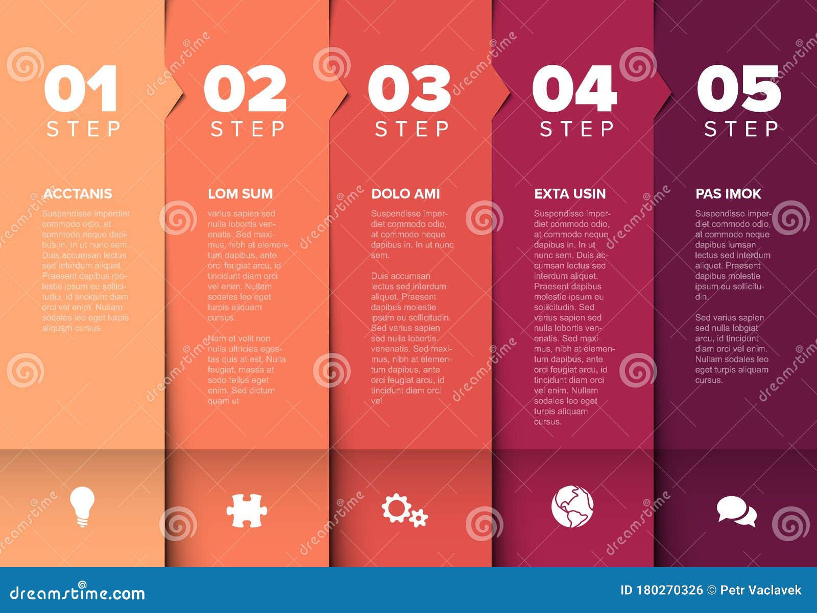 Progress Five Steps Infographic Template Vector Illustration ...
