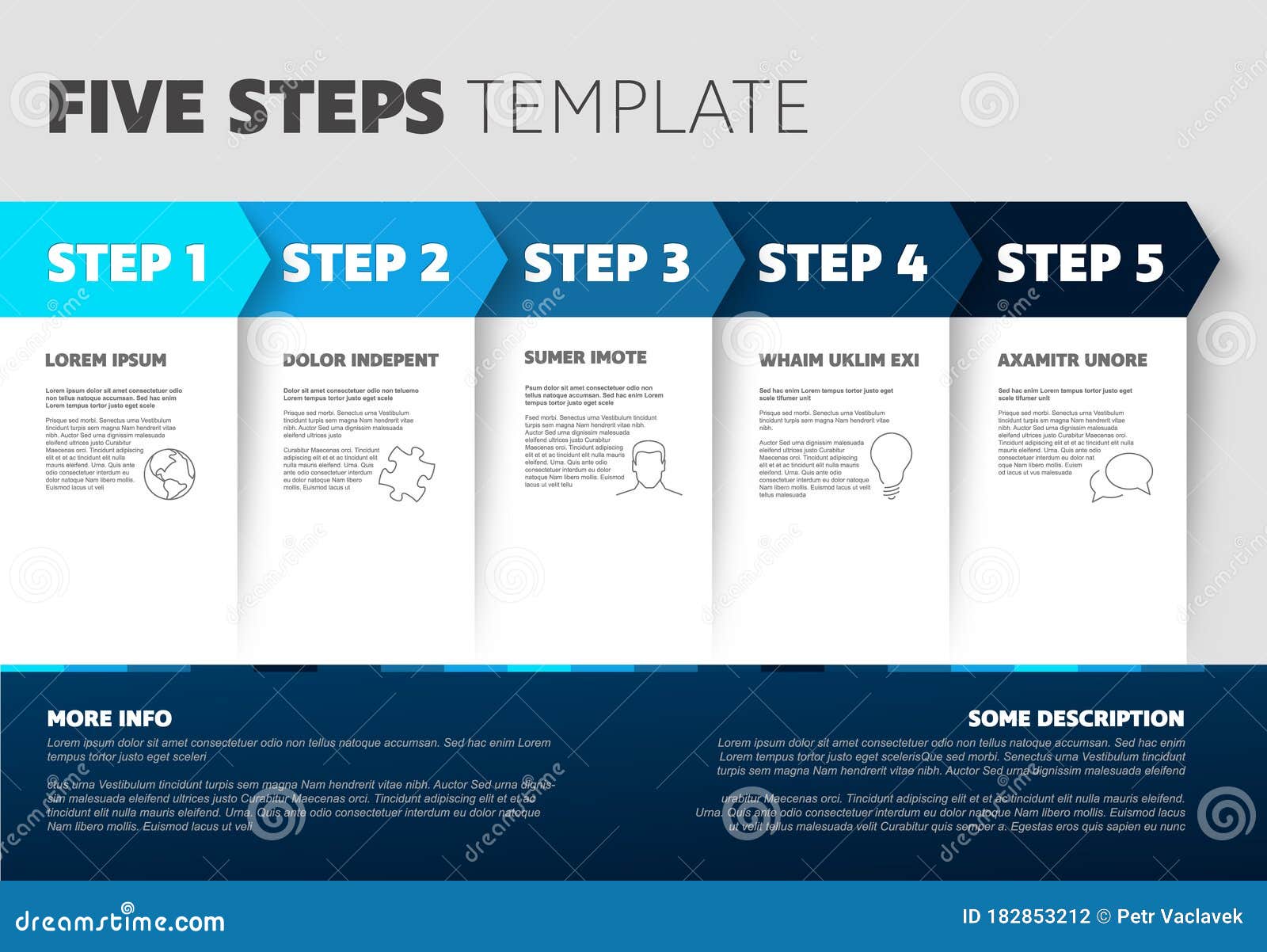 Vector Progress Five Steps Template Stock Vector - Illustration of flow ...